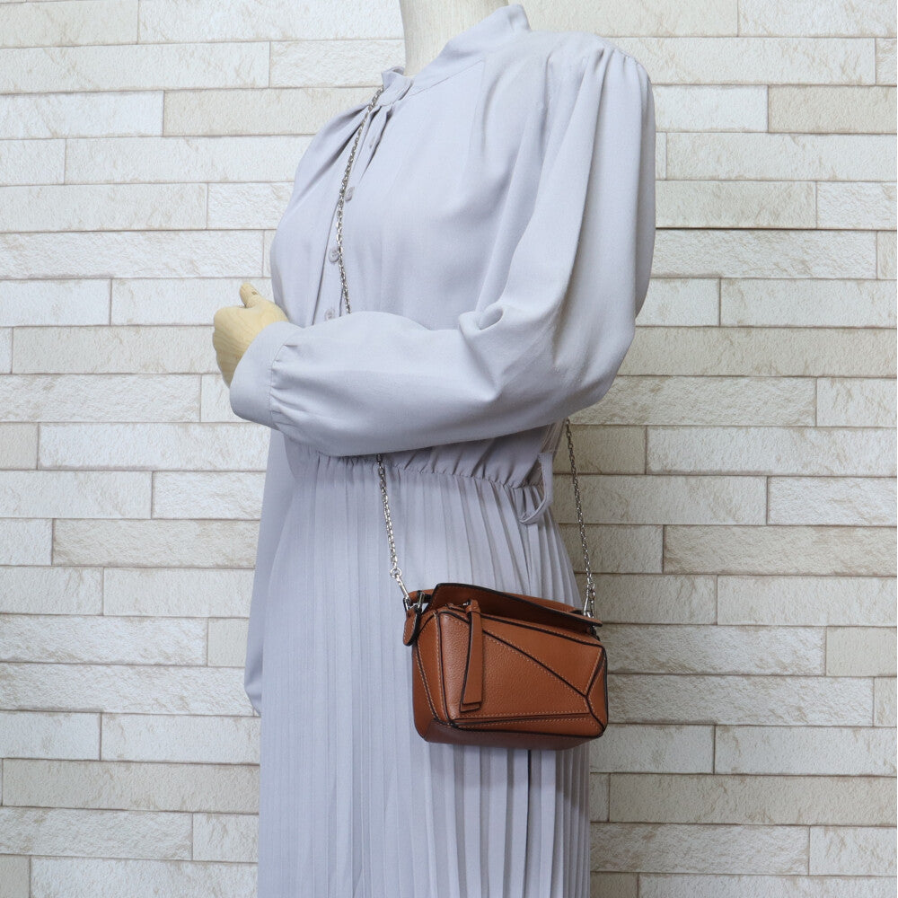 LOEWE ロエベ パズルバッグナノ ショルダーバッグ レザー ブラウン