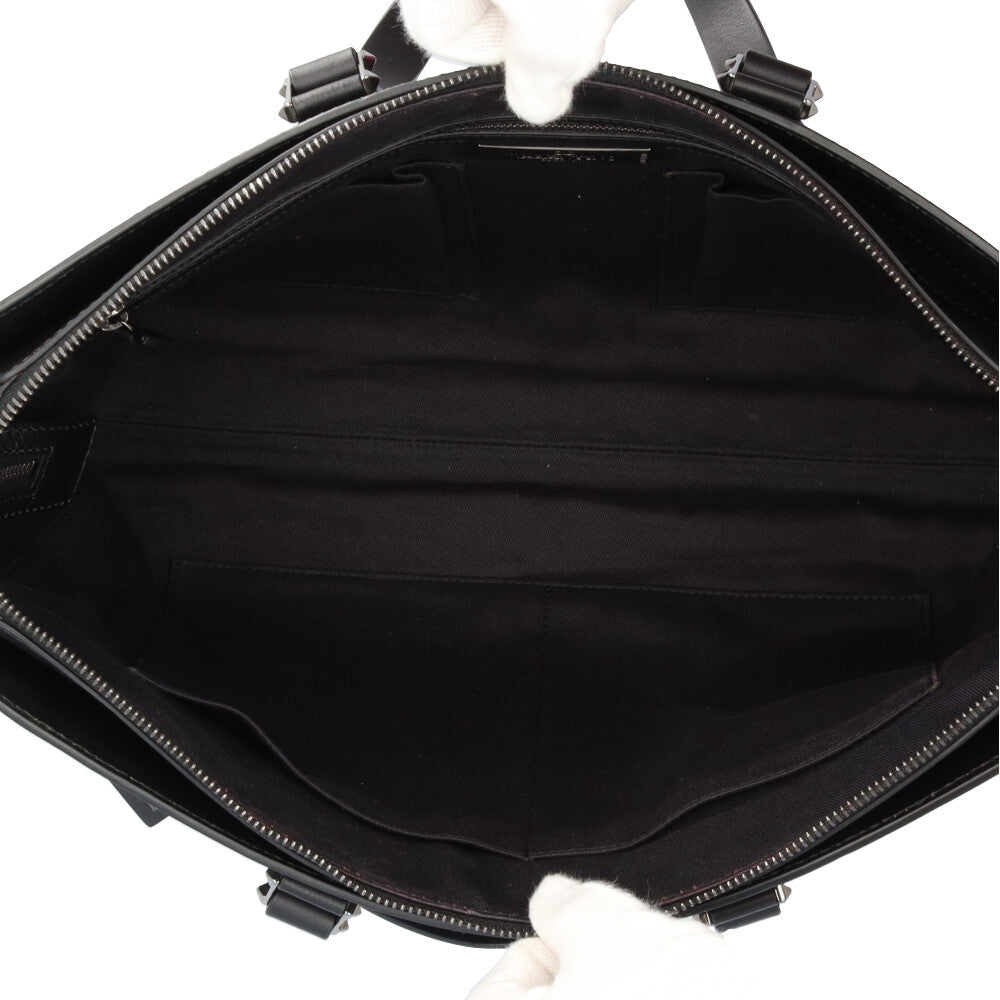Valentino ヴァレンチノ ビジネスバッグ レザー ブラック メンズ 中古