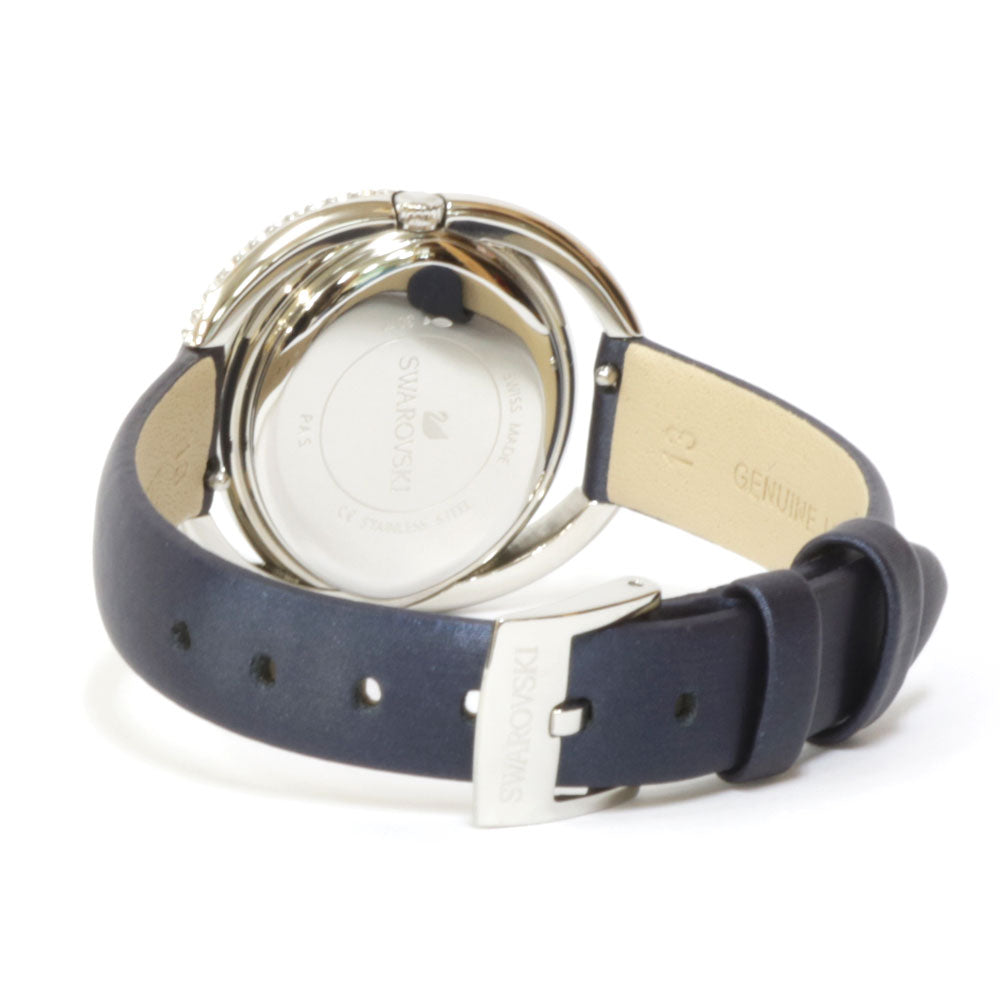 【新品】 スワロフスキー SWAROVSKI SS 腕時計 DUO デュオ ステンレススチール レザー 5484376 ブルー ブルー シル ...